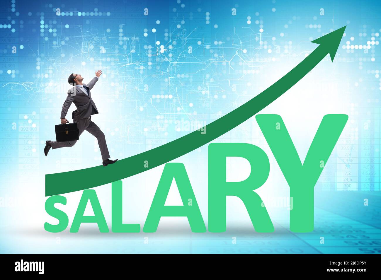 Salary increase concept with the businessman Stock Photo - Alamy