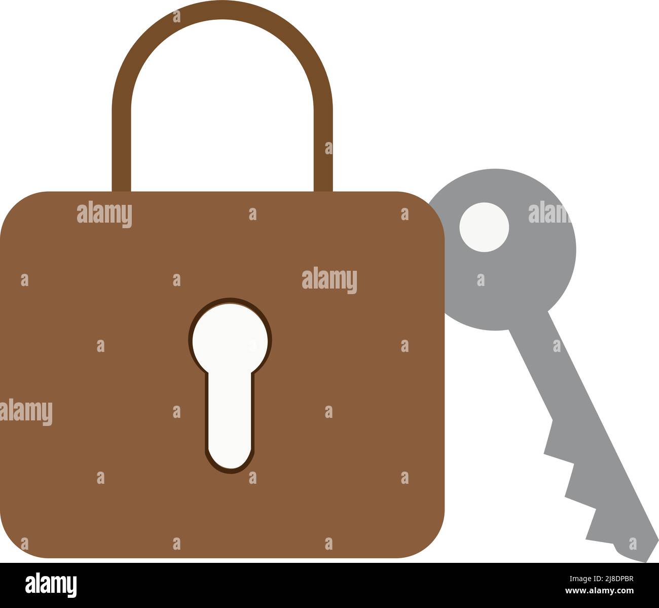 illustration of Lock and key icon. on white background Stock Vector ...