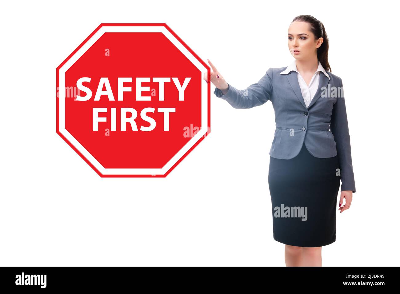Safety first concept with the businesswoman Stock Photo - Alamy