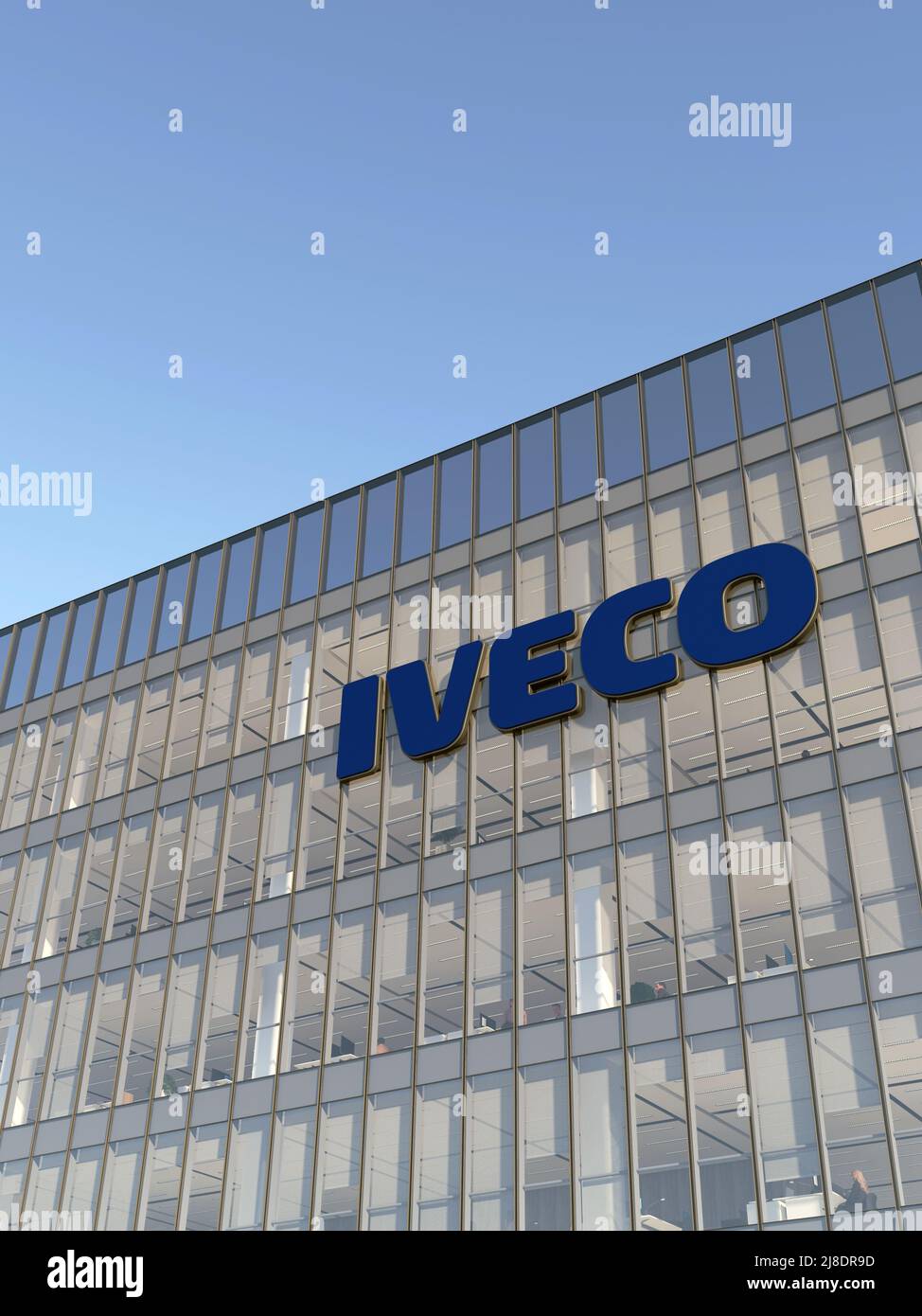 Turin, Italy. May 2, 2022. Editorial Use Only, 3D CGI. Iveco Signage ...