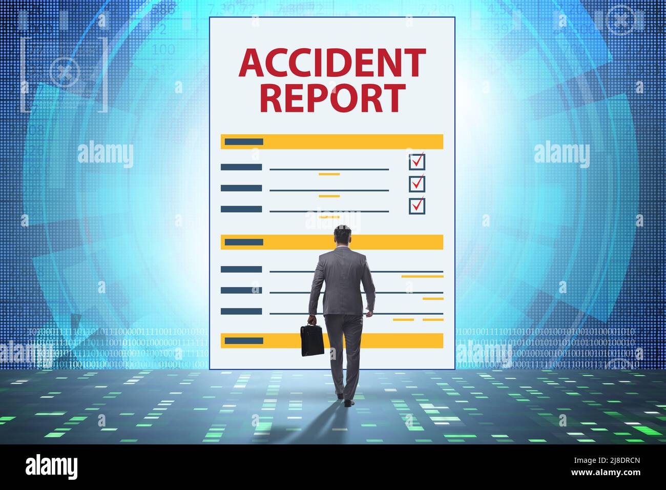 Filling in accident report in the insurance concept Stock Photo - Alamy