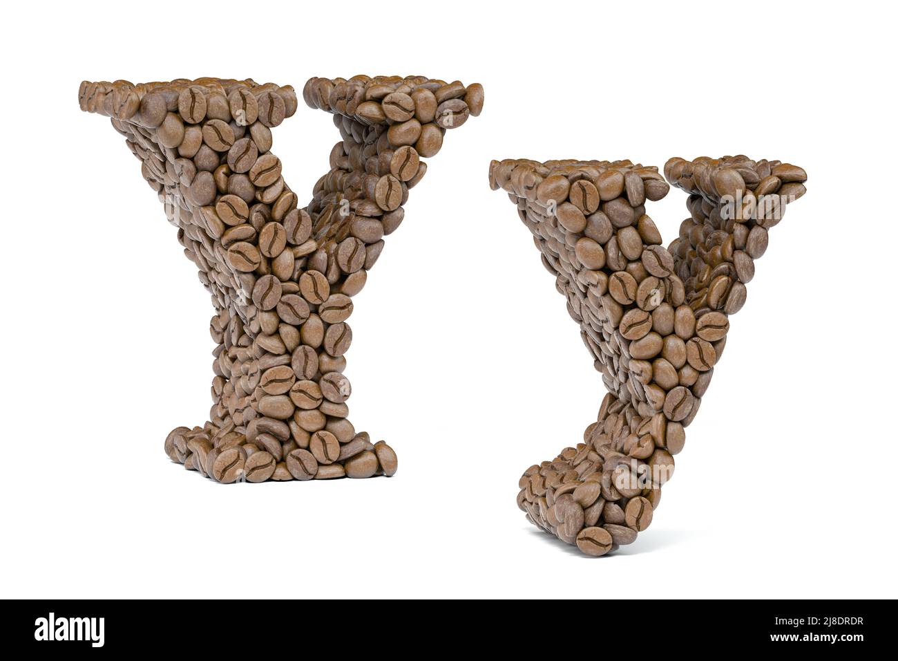 Letter Y from coffee bean isoilated on white. Coffee alphabet font. 3d ...