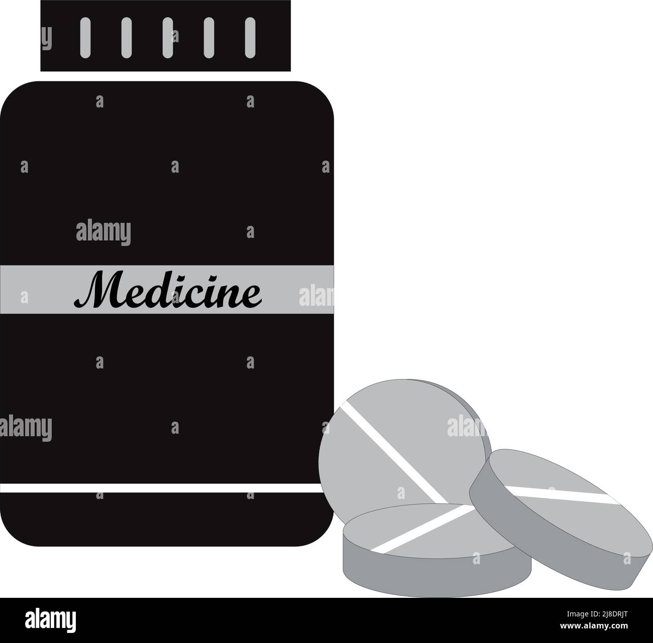 medicine battle and tablets vector, with white background Stock Vector ...