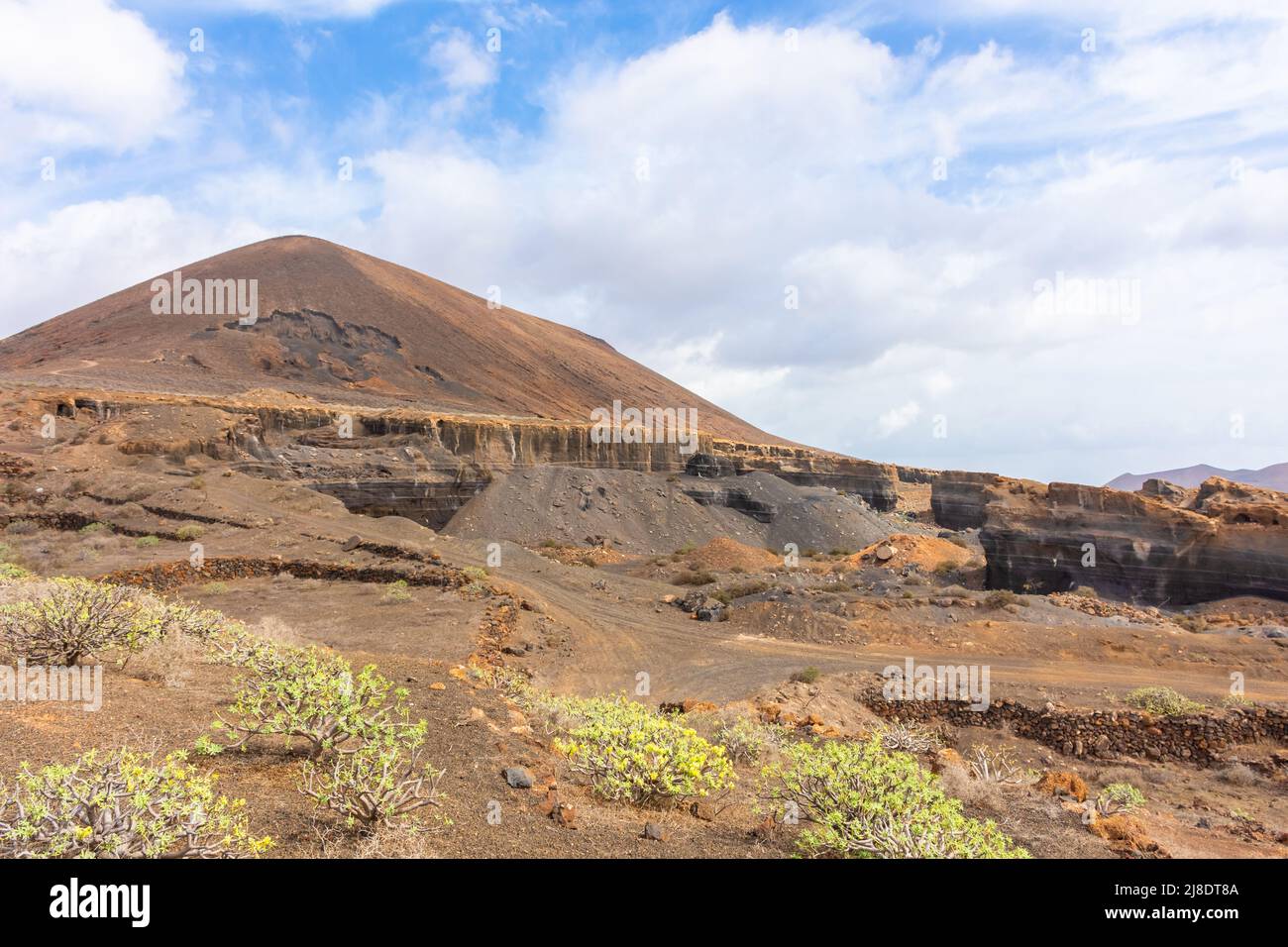 The stratified city of Lanzarote, a volcanic area with geological rock ...