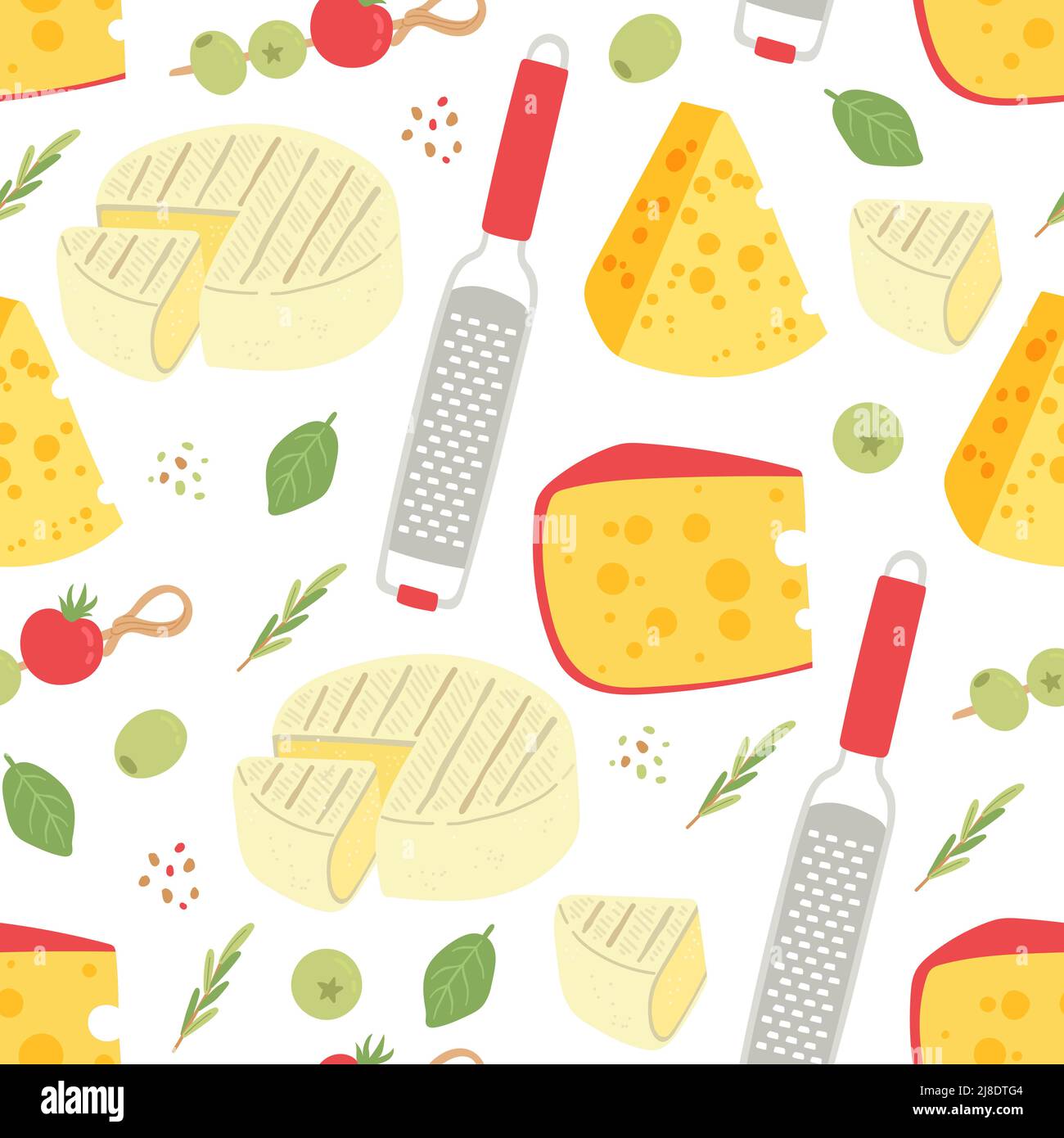 Cheese Seamless Pattern Dairy Product Flat Vector Stock Vector Image