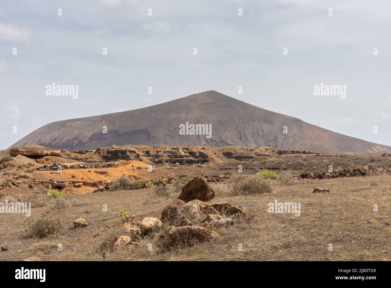 The stratified city of Lanzarote, a volcanic area with geological rock ...