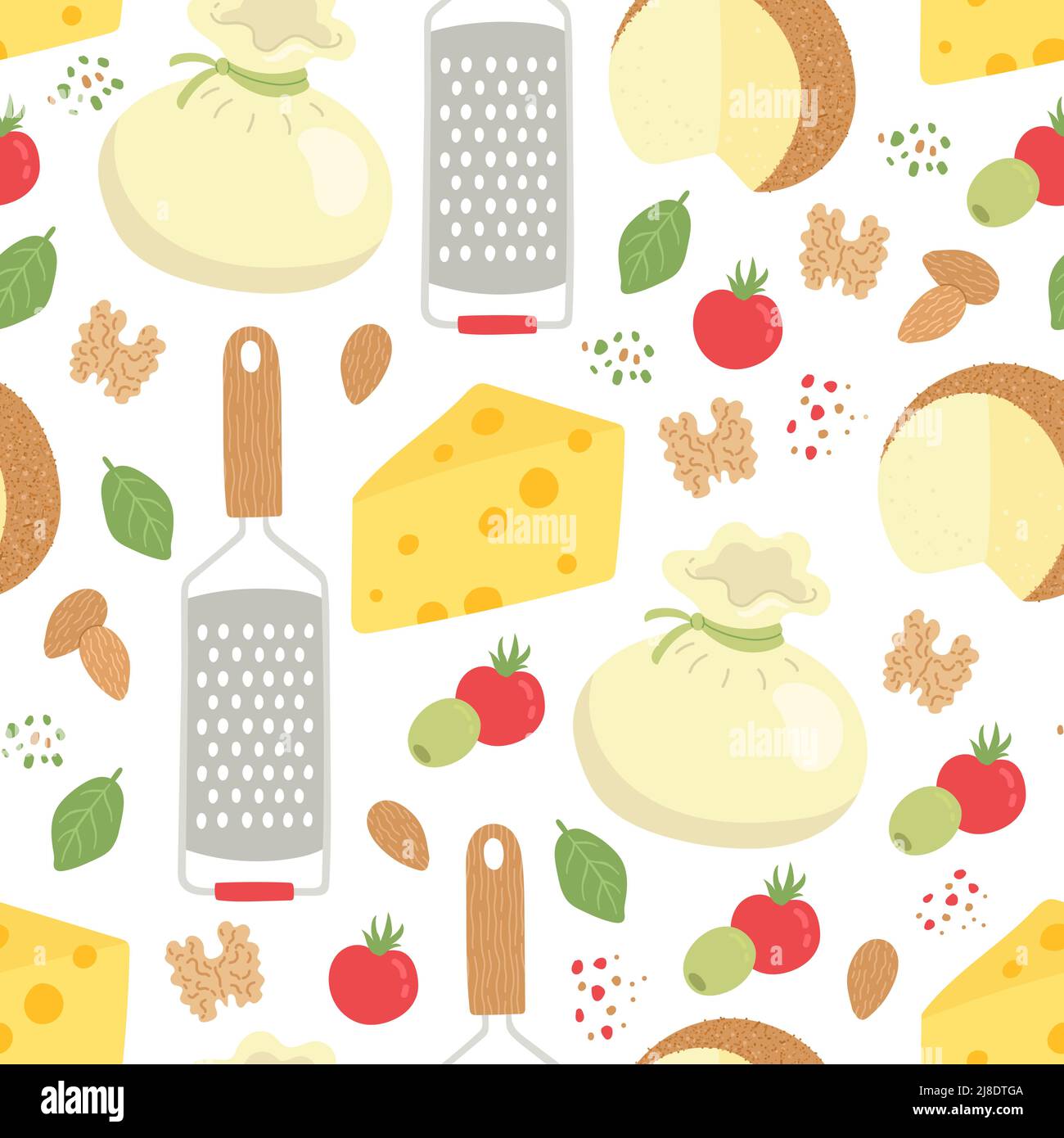 Cheese Seamless Pattern Dairy Product Flat Vector Stock Vector Image