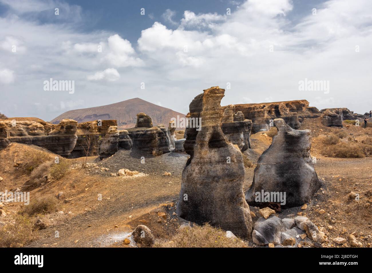 The stratified city of Lanzarote, a volcanic area with geological rock ...