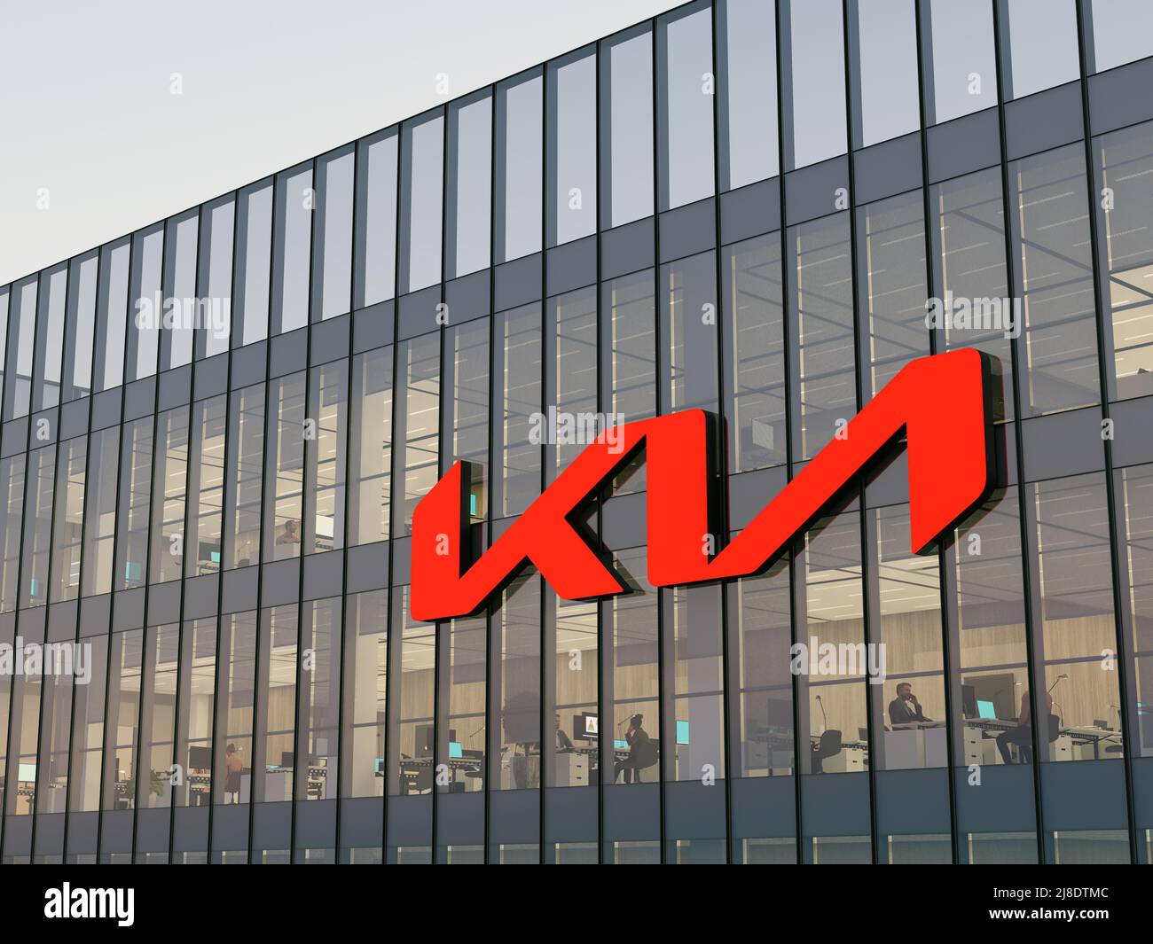 Seoul, South Korea. May 2, 2022. Editorial Use Only, 3D CGI. KIA Motor Signage Logo on Top of ...