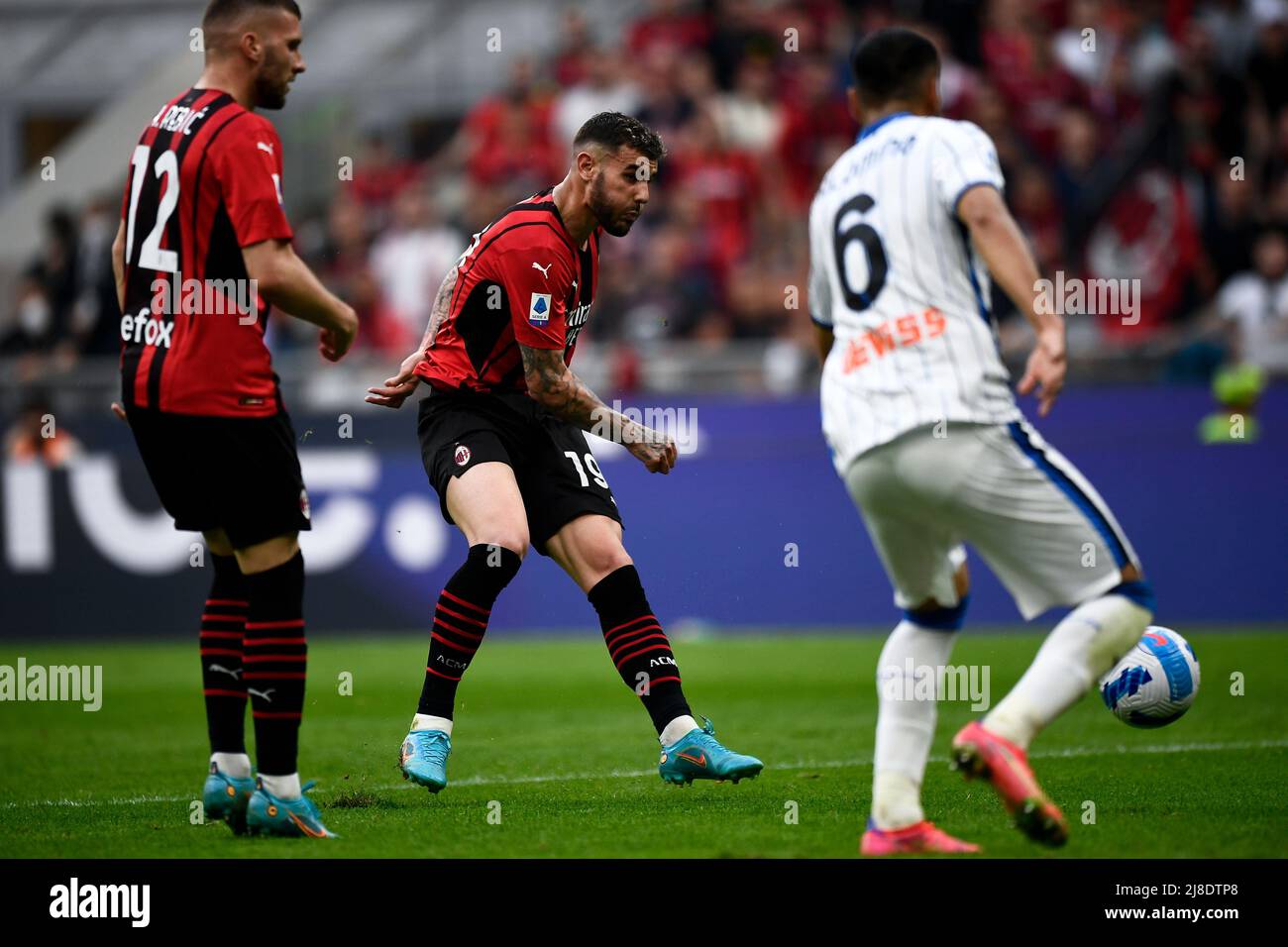 Milan, Italy. 15 May 2022. Theo Hernandez of AC Milan scores a goal ...