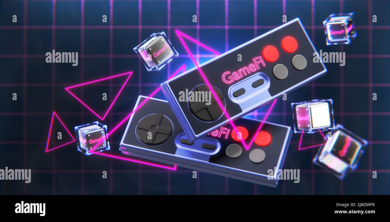 Game finance, play to earn technology design idea. Joystick game ...