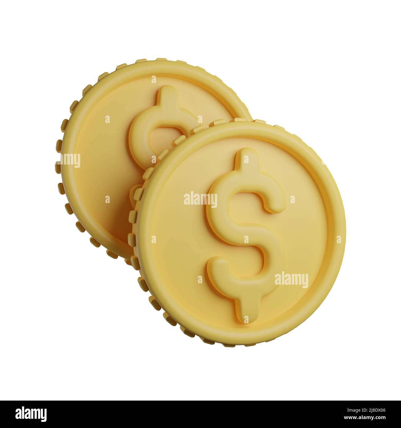 3d illustration of two yellow coins, It can use for web or apps and ...