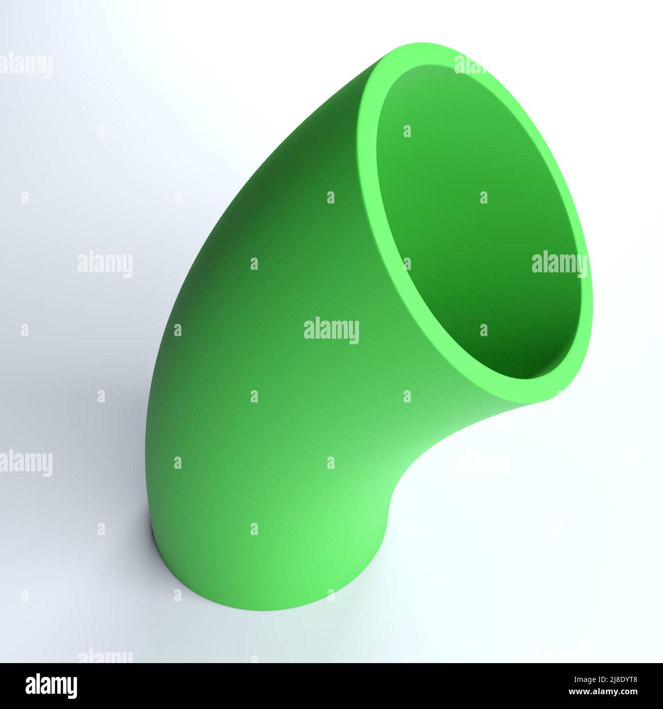 Green abstract curved tube on white surface - 3D rendering illustration ...