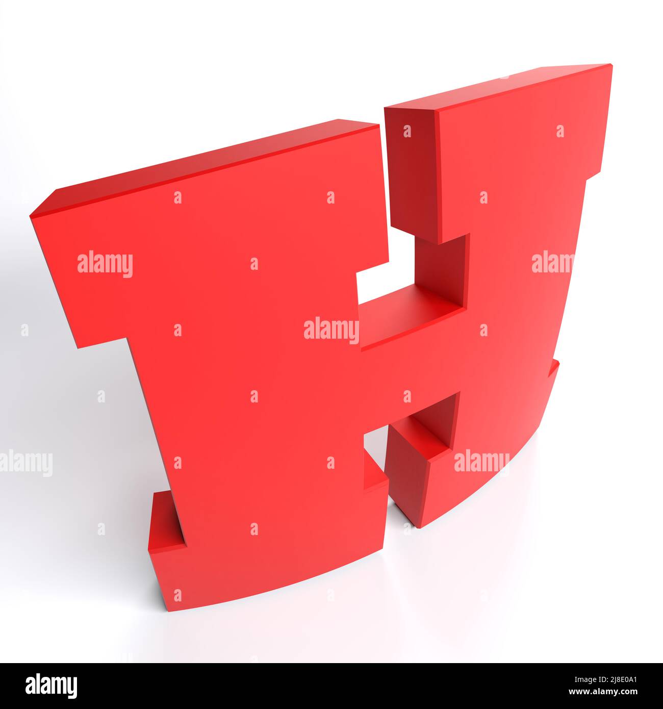 H aphabetic letter in red material isolated on white background - 3D ...