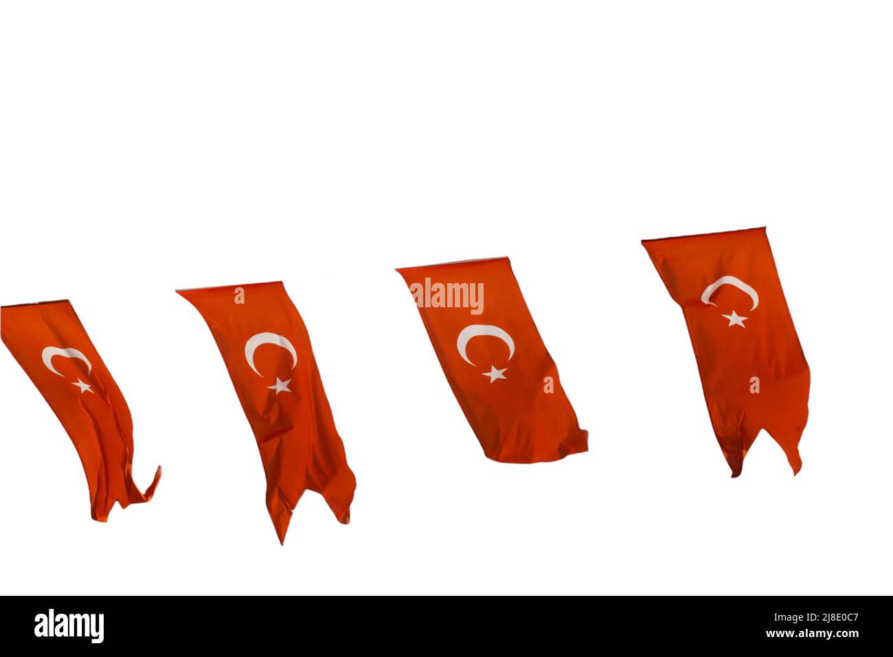 Turkish flags isolated on white backround featuring star and crescent ...