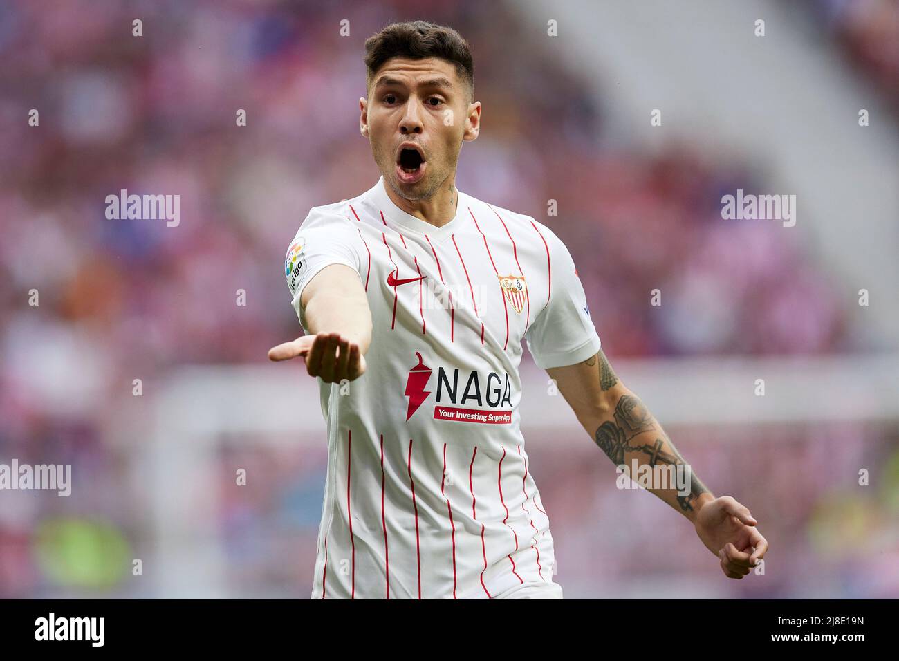 Gonzalo Montiel of Sevilla FC during the La Liga match between Atletico ...