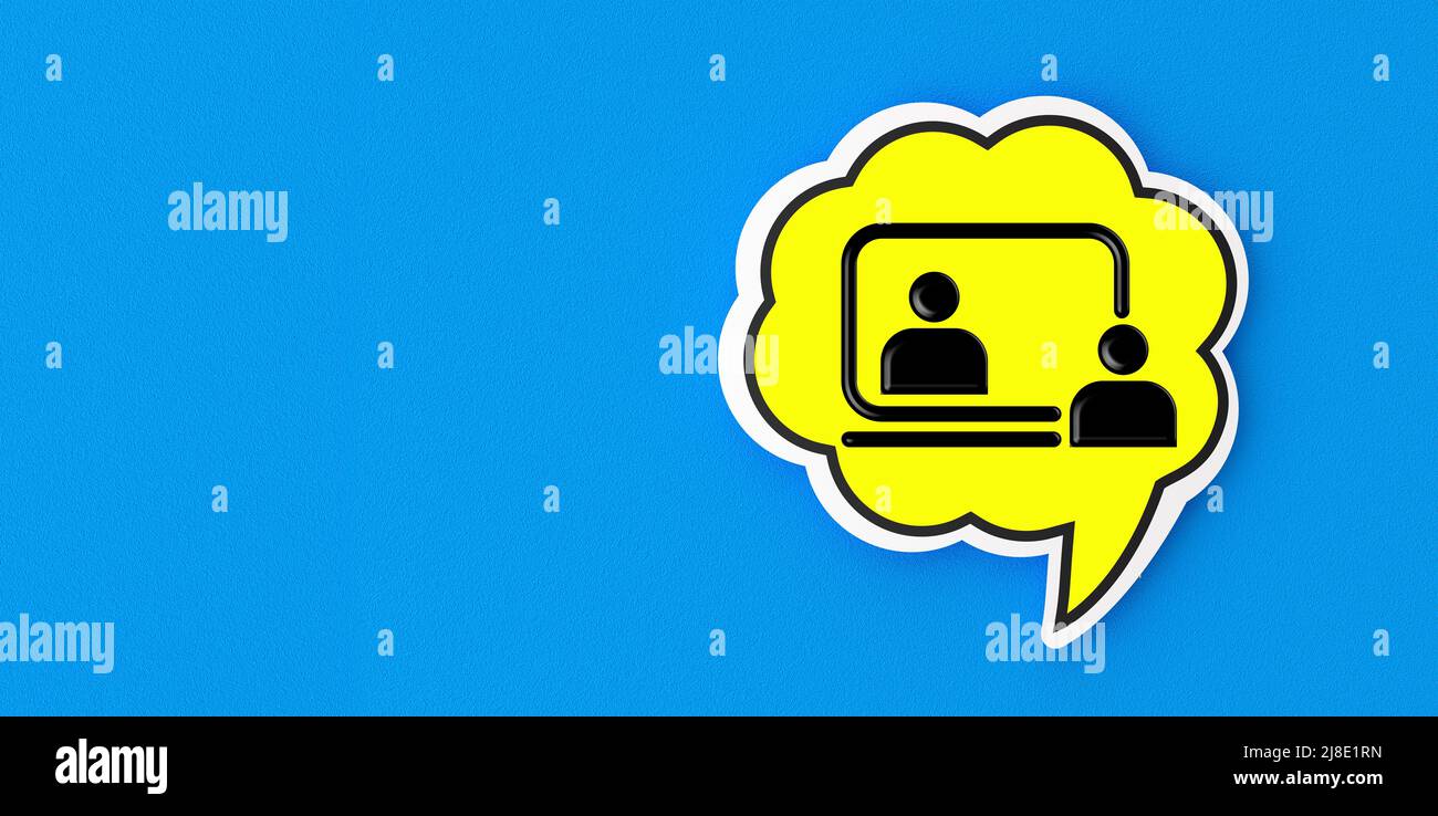 online training icon speech bubble and blue background Stock Photo - Alamy