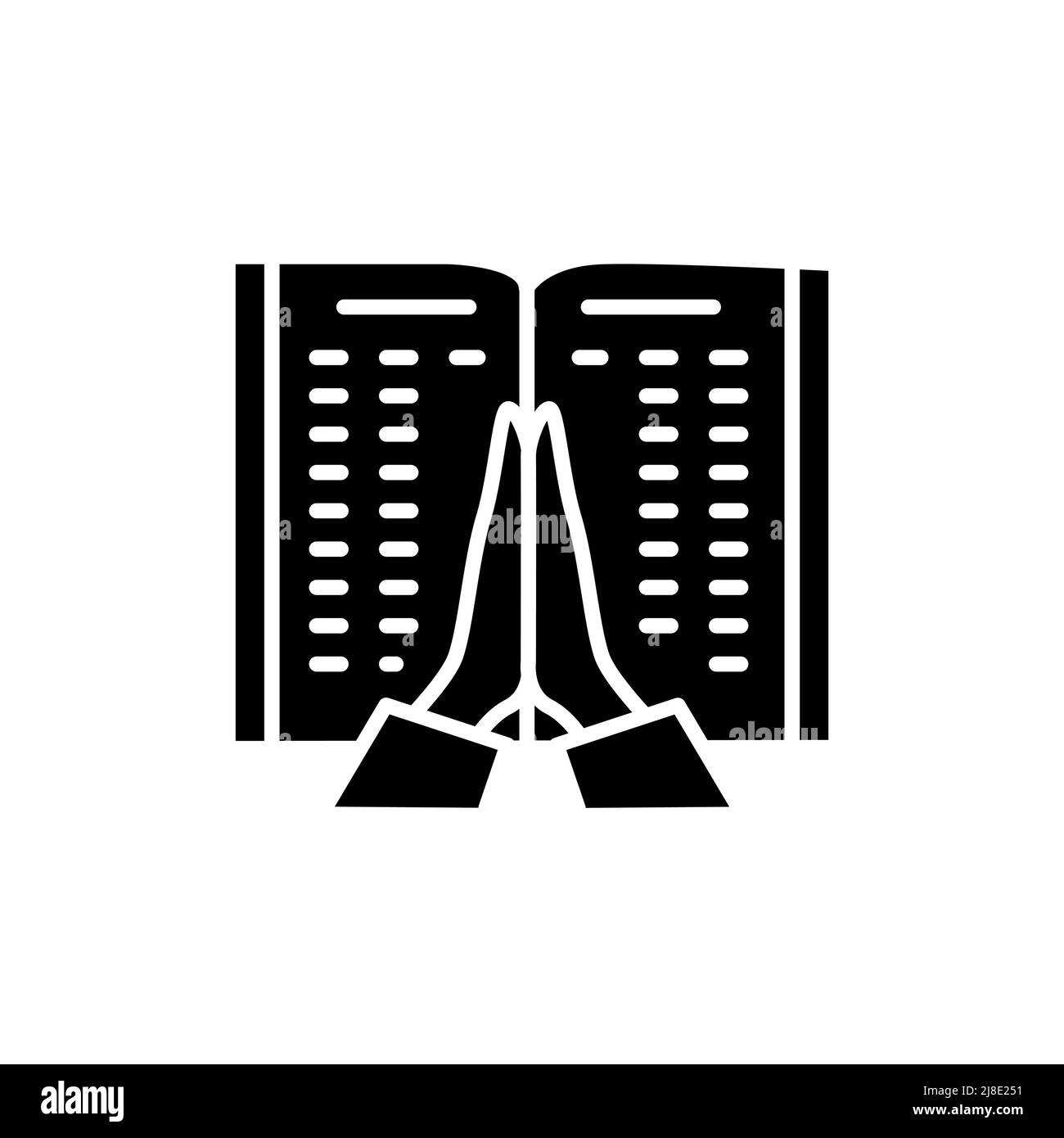 Hand gesture praying and bible line color icon. Isolated vector element ...