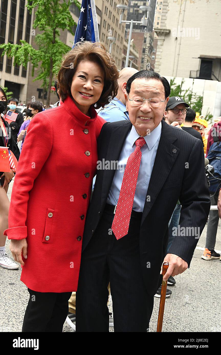 Grand Marshalls Elaine Chao & her dad James SC Chao attend the 1st ...