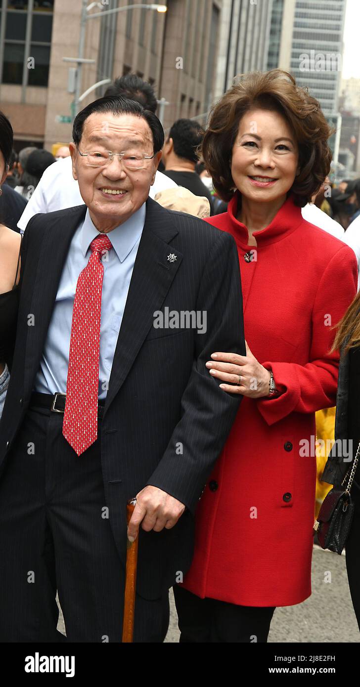 Grand Marshalls Elaine Chao & her dad James SC Chao attend the 1st ...