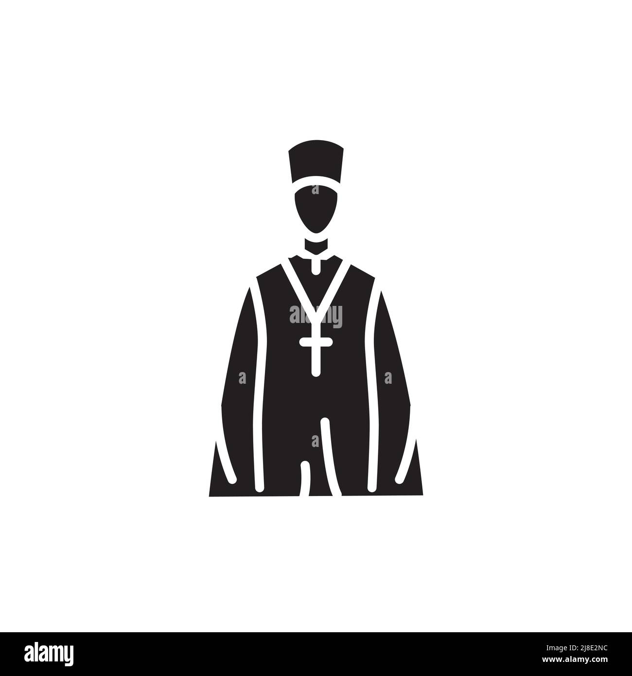 Male priest line color icon. Isolated vector element. Outline pictogram ...