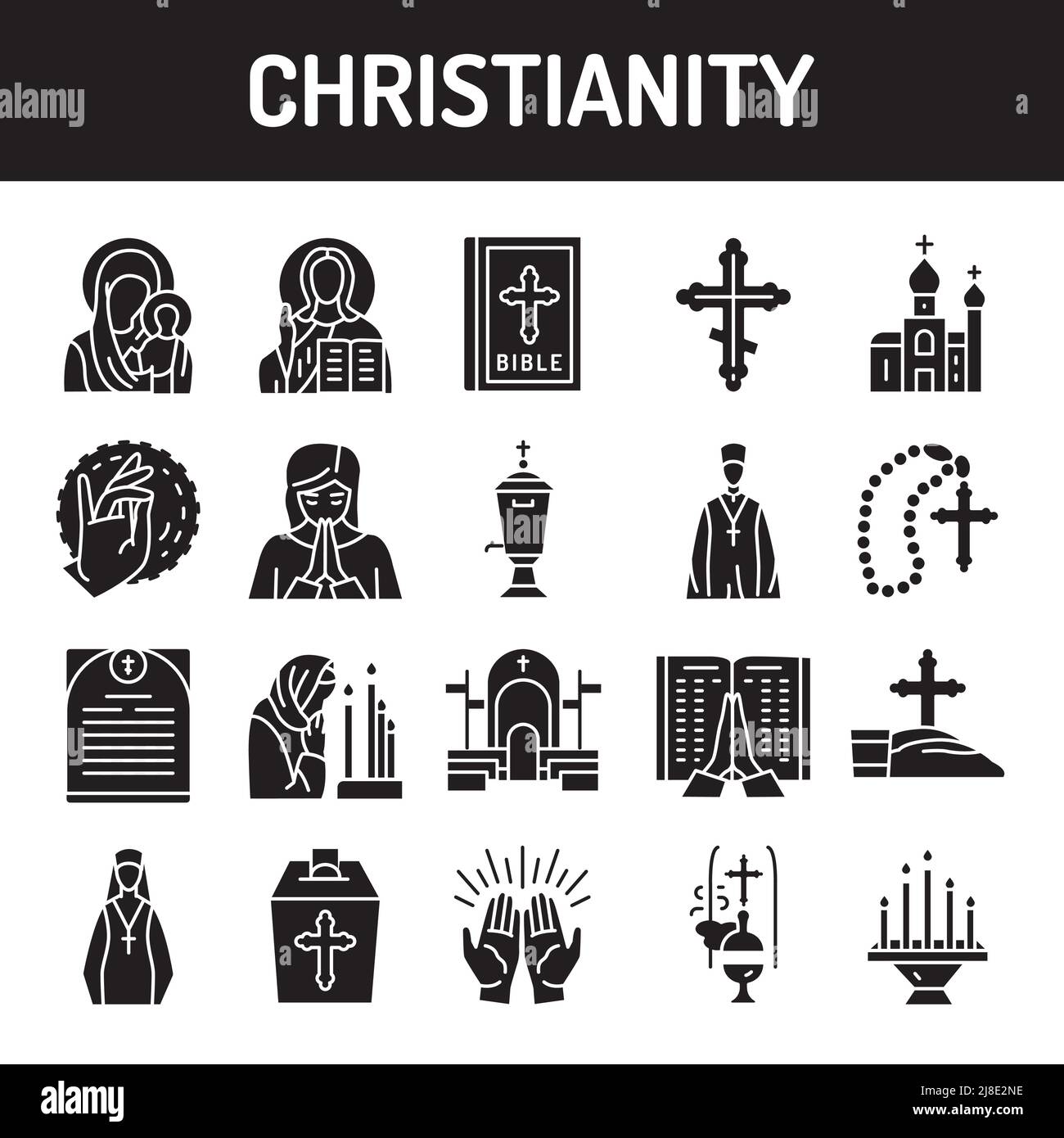 Christianity color line icons set. Signs for web page, mobile app ...
