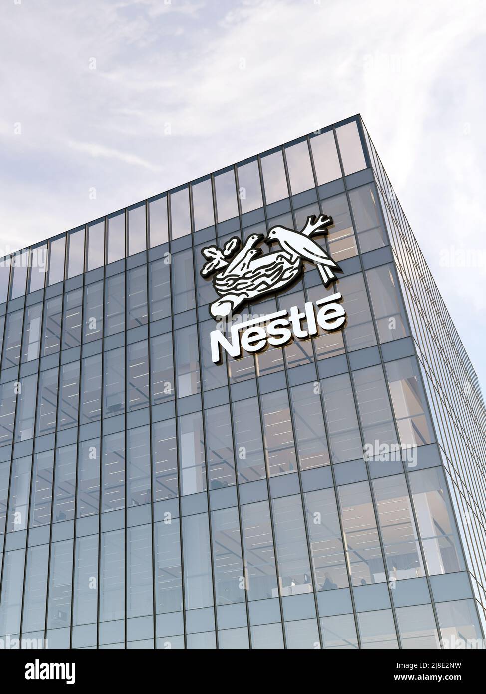 Vevey, Switzerland. May 2, 2022. Editorial Use Only, 3D CGI. Nestle ...