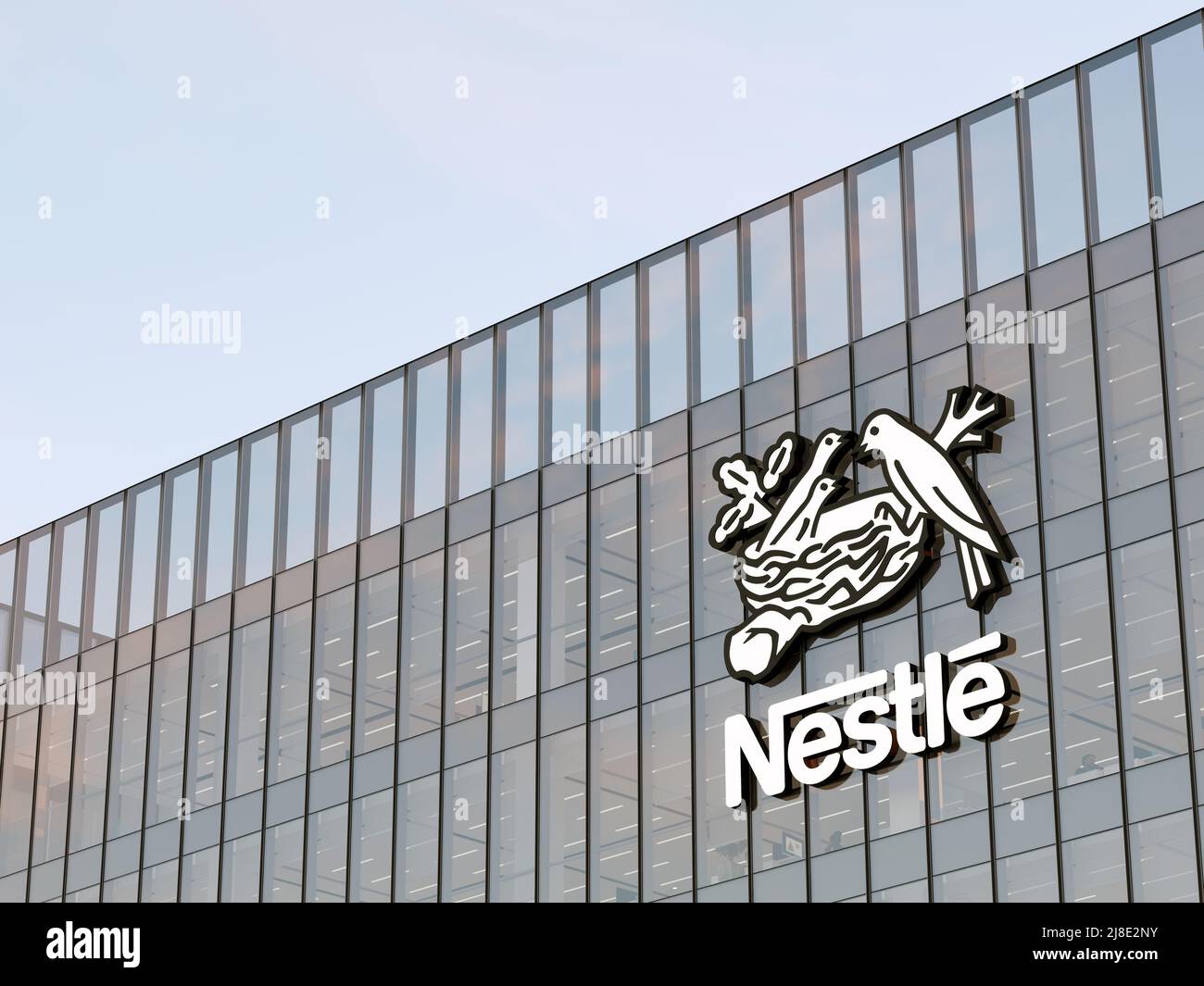 Vevey, Switzerland. May 2, 2022. Editorial Use Only, 3D CGI. Nestle ...