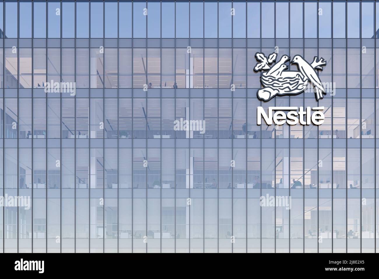 Vevey, Switzerland. May 2, 2022. Editorial Use Only, 3D CGI. Nestle ...