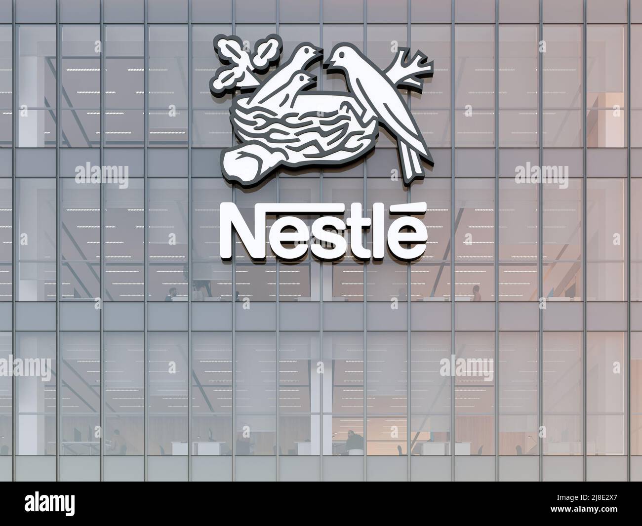 Vevey, Switzerland. May 2, 2022. Editorial Use Only, 3D CGI. Nestle ...