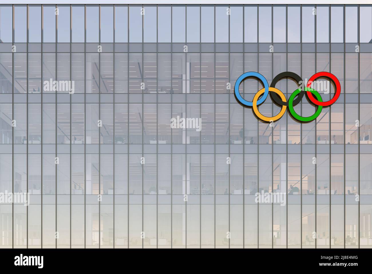 Lausanne, Switzerland. May 2, 2022. Editorial Use Only, 3D CGI. Olympic ...