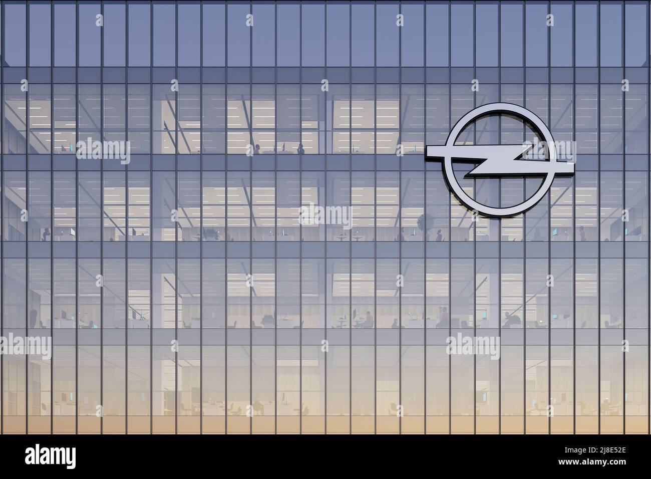 Russelsheim, Germany. May 2, 2022. Editorial Use Only, 3D CGI. Opel ...