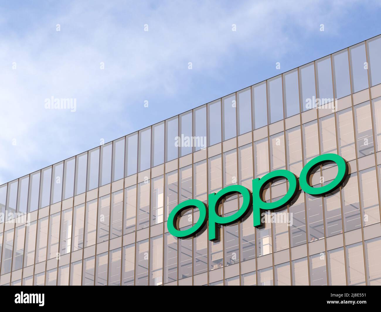 Dongguan, China. May 2, 2022. Editorial Use Only, 3D CGI. Oppo Signage ...