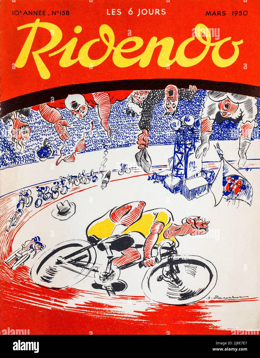 Cover of "Ridendo" - March 1950, 6-Day cycle race theme - French ...