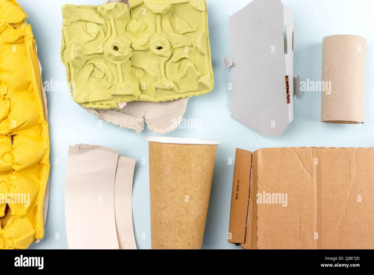 Paper sort and recycling packaging and objects. Paper garbage and trash ...