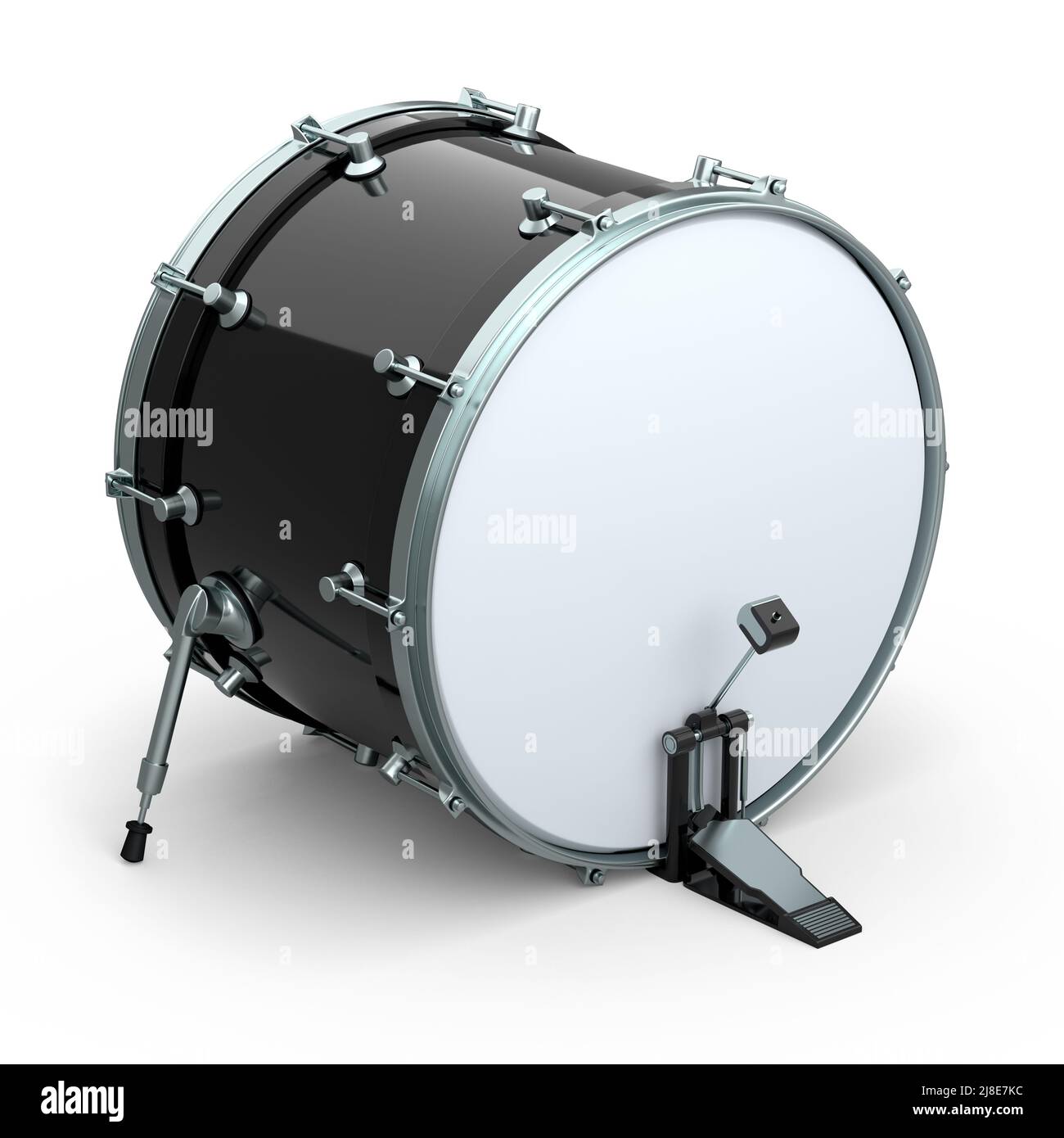 Realistic drum with pedal on white background. 3d render concept of ...