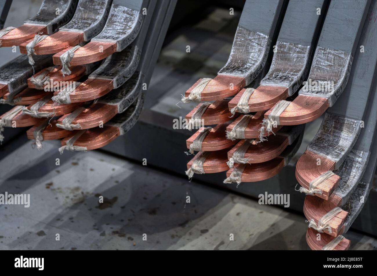 Copper bus elements of stator winding of electric motor Stock Photo - Alamy