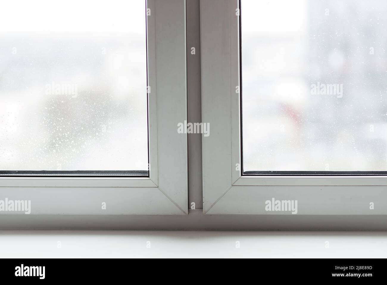 Detail of window made of PVC profiles. apartment glazing Stock Photo ...