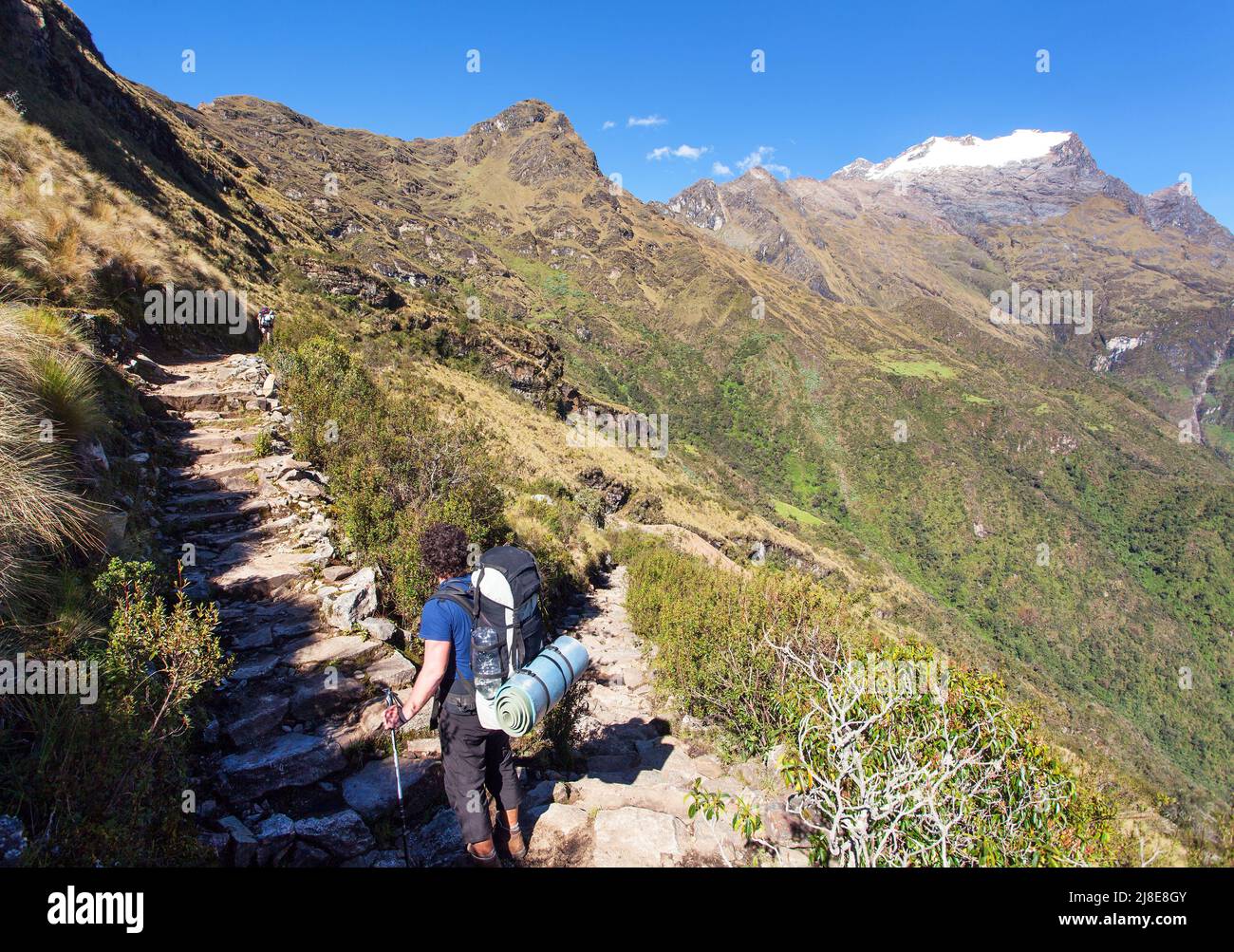 Inca trail, view from Choquequirao trekking trail, Cuzco area, Machu Picchu area, Peruvian Andes ...