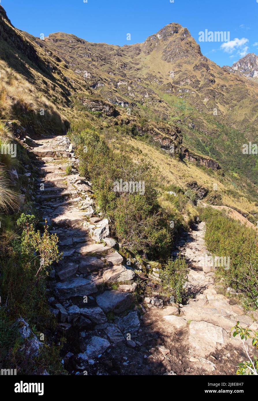 Inca trail, view from Choquequirao trekking trail, Cuzco area, Machu ...