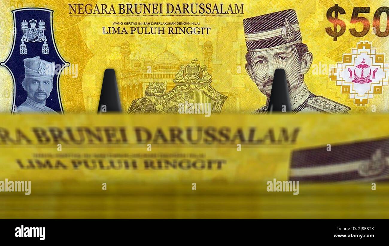Brunei dollar money pack 3d illustration. BND banknote bundle stacks ...