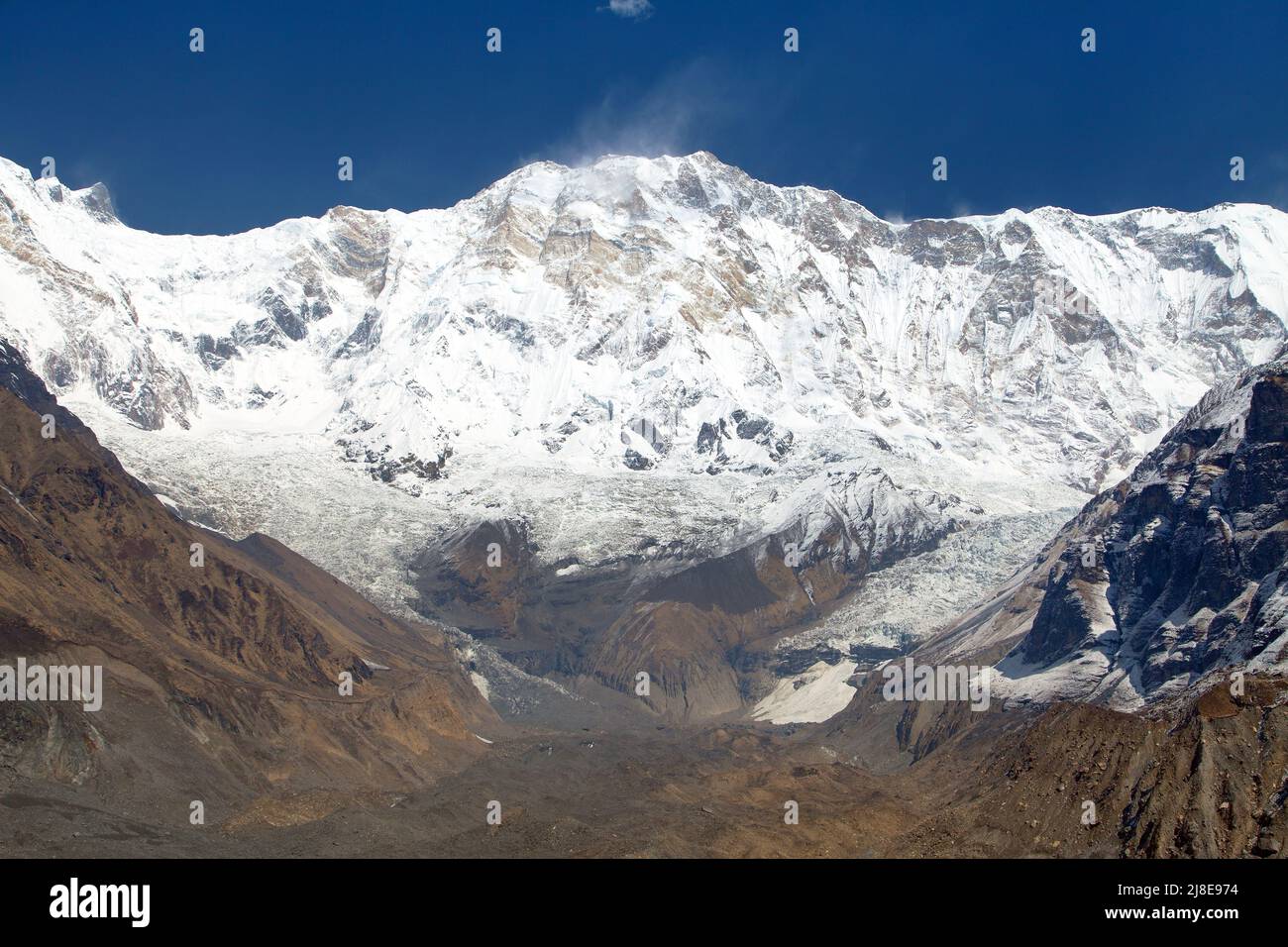 Mount Annapurna from Annapurna south base camp, round Annapurna circuit ...