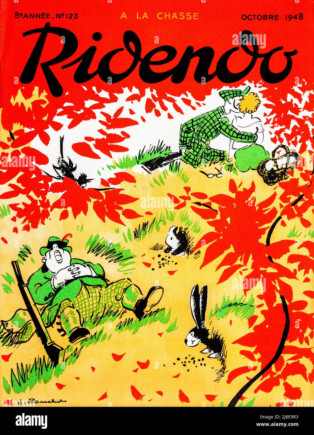 Cover of "Ridendo" - October 1948, hunting theme - French monthly ...