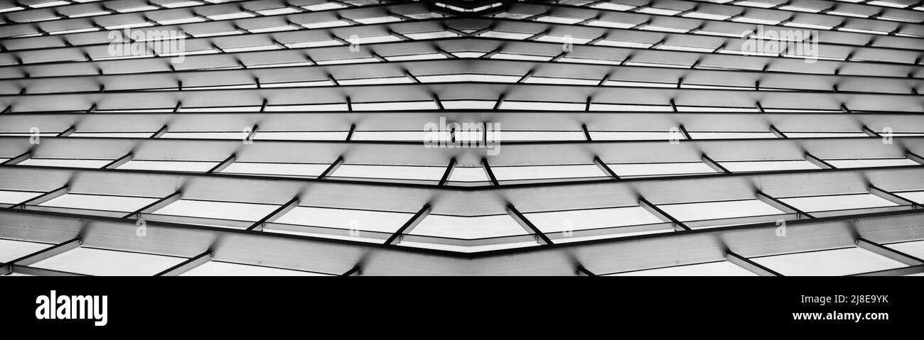 metal grid structure. Abstract geometric building. panoramic image ...
