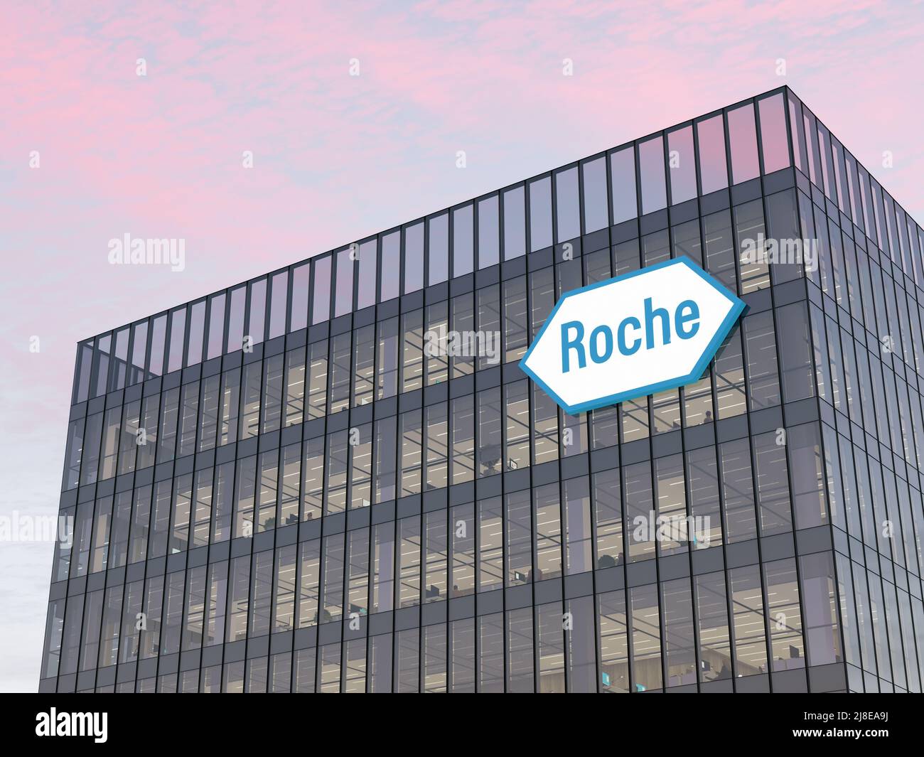 Basel, Switzerland. May 2, 2022. Editorial Use Only, 3D CGI. Roche ...