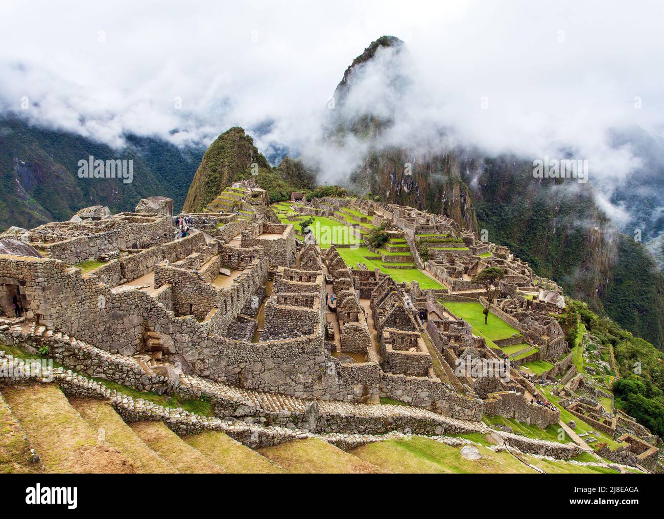 Machu Picchu, panoramic view of peruvian incan town, unesco world ...