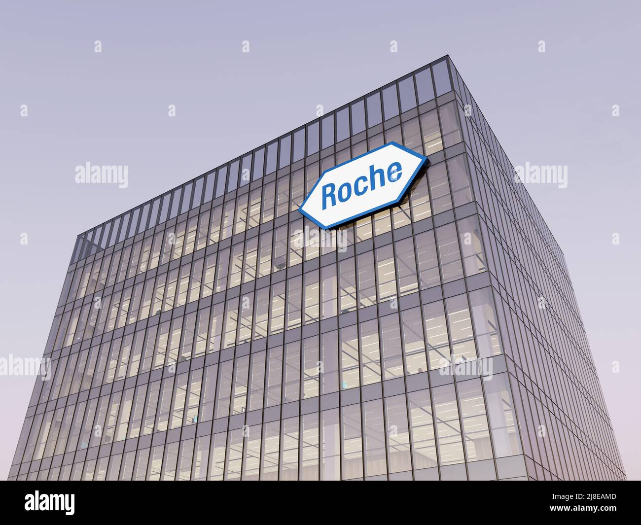 Basel, Switzerland. May 2, 2022. Editorial Use Only, 3D CGI. Roche ...