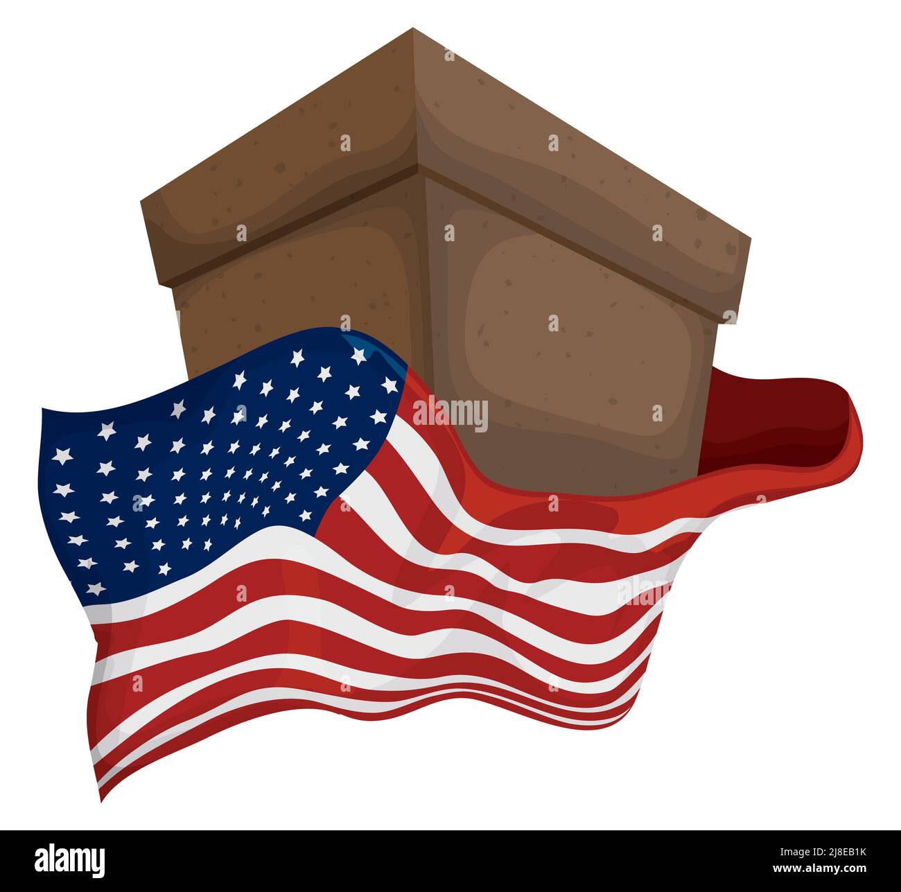 Cardboard ballot box, decorated with patriotic U.S.A flag around it ...