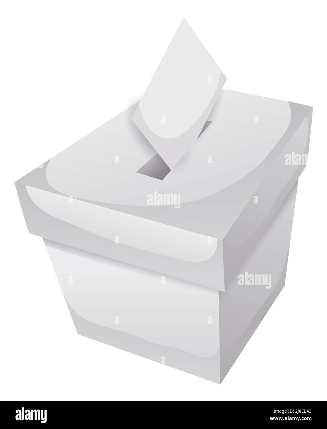 White ballot box with vote entering inside it. Design isolated over ...