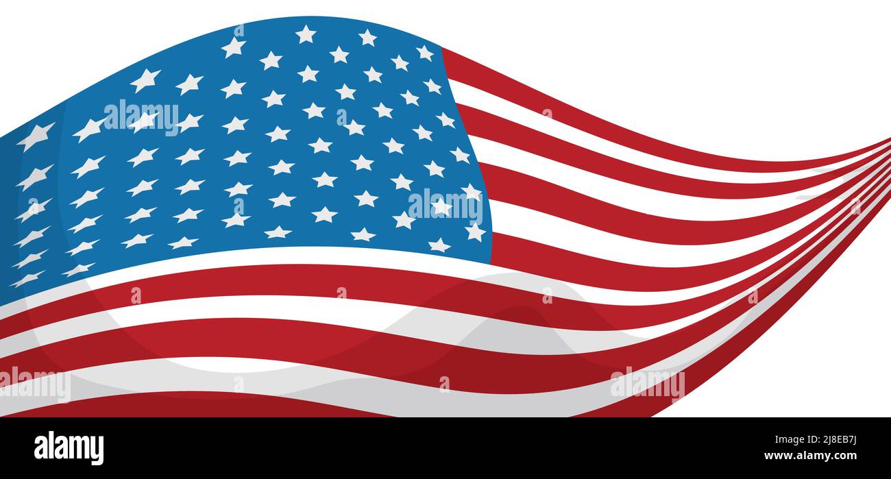 Horizontal banner with patriotic design of a long U.S.A. flag, isolated ...